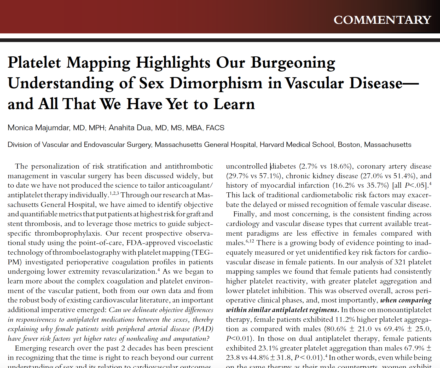 Platelet Mapping and Sex Dimorphism in Vascular Disease | VDM