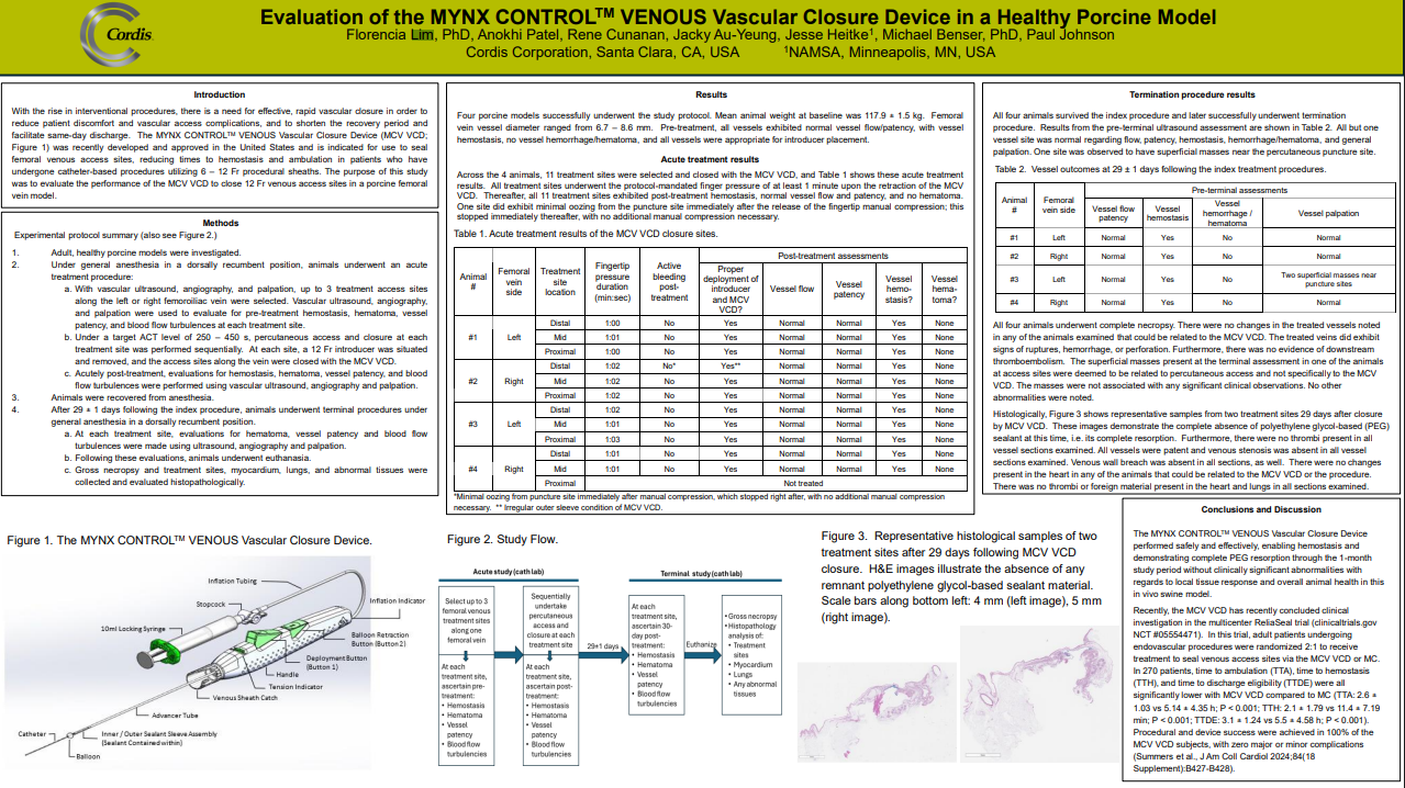 Evaluation of the MYNX CONTROLTM VENOUS Vascular Closure Device in a ...